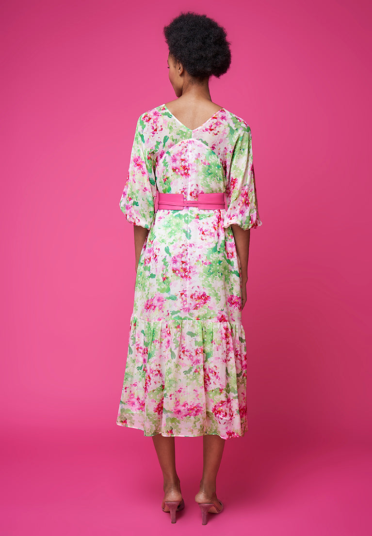 PEONY DRESS HYDRANGEA PINK/GREEN – Catherine Prevost London